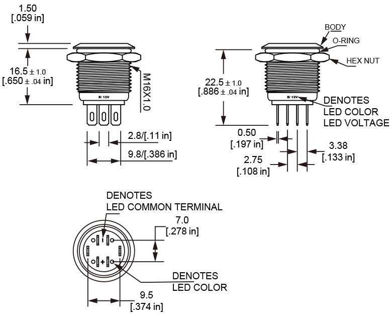 Ls16 Interruptor Pulsador Sellado Iluminado | IP65 Rated